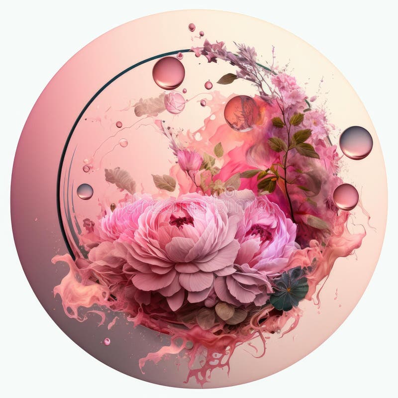 Circle Abstract of Pink Flowers Decoration Stock Illustration ...
