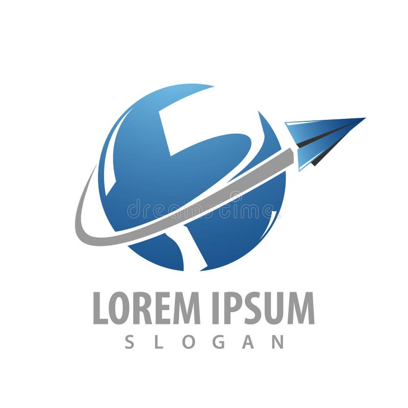 Circle Airplane Logo Concept Design. Symbol Graphic Template Element ...