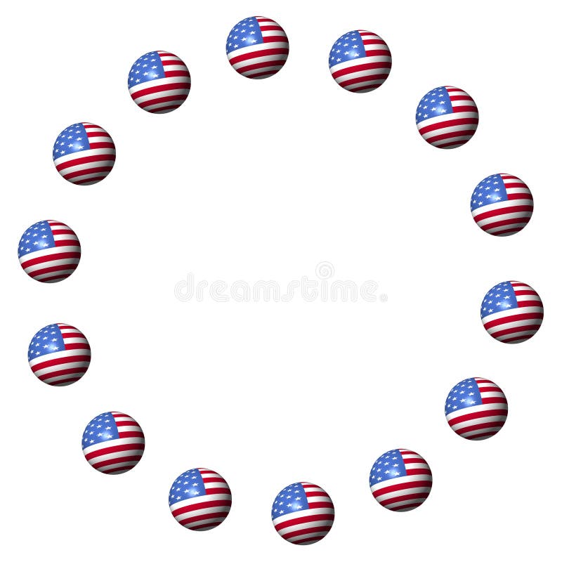 Circle of American Flag Spheres Stock Illustration - Illustration of ...