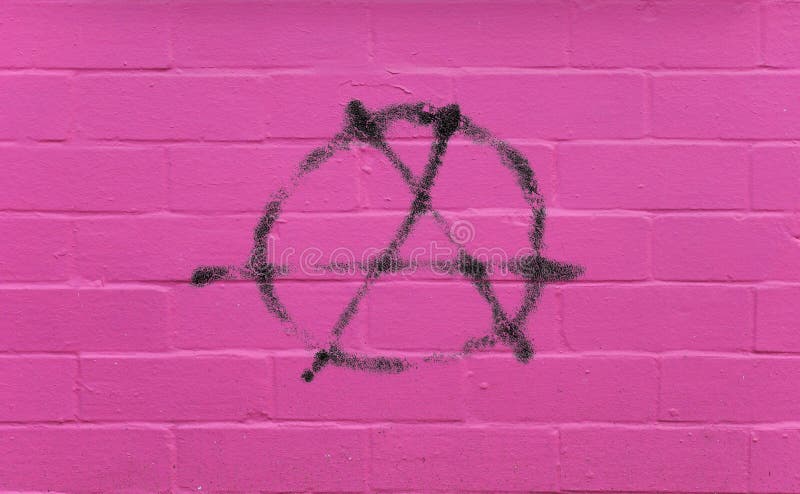 Circle a Anarchy Symbol on a Wall Stock Image - Image of pink ...