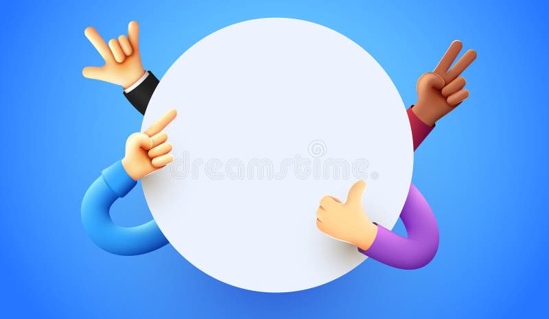 Circle Announcement Frame with Happy Hands. Stock Illustration ...