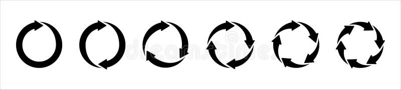 Circle Arrow Icon Set. Symbol of Reload, Refresh, Loading, Recycle and Repeat. Interconnecting ...