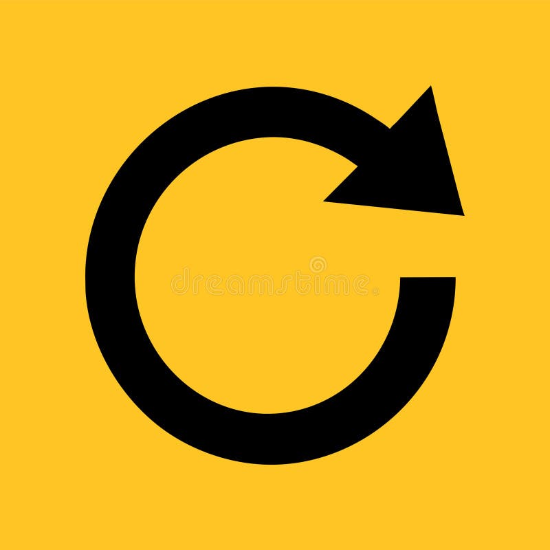 Circle Arrow Icon, Yellow Label, Repeat Icon Vector Stock Illustration ...