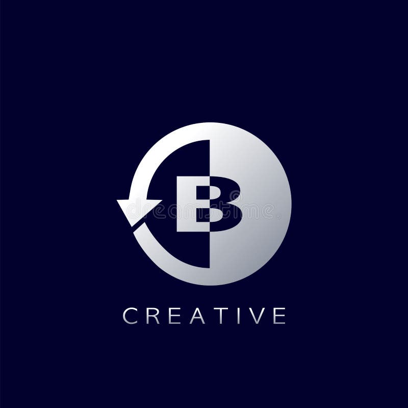 Circle Arrow Letter B Geometrical Logo Negative Space Vector Design ...