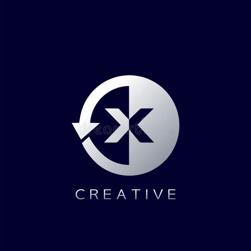 Circle Arrow Letter X Geometrical Logo Negative Space Vector Design ...