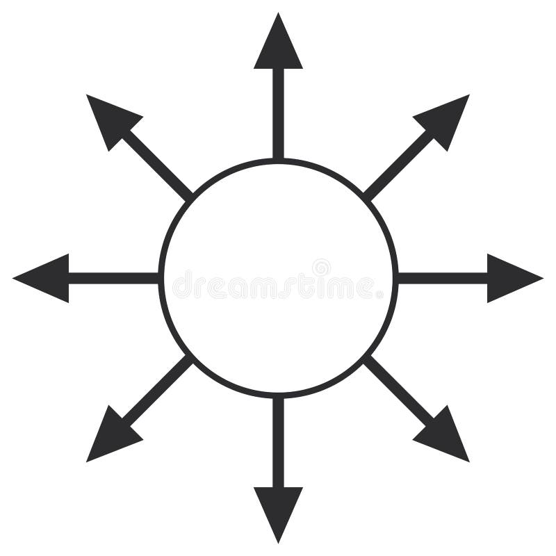 Circle with Arrows Coming Out Icon Stock Illustration - Illustration of ...