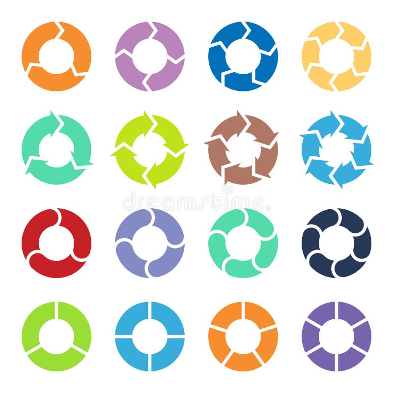 Set of Colourful Circle Diagrams and Arrows Stock Vector - Illustration ...