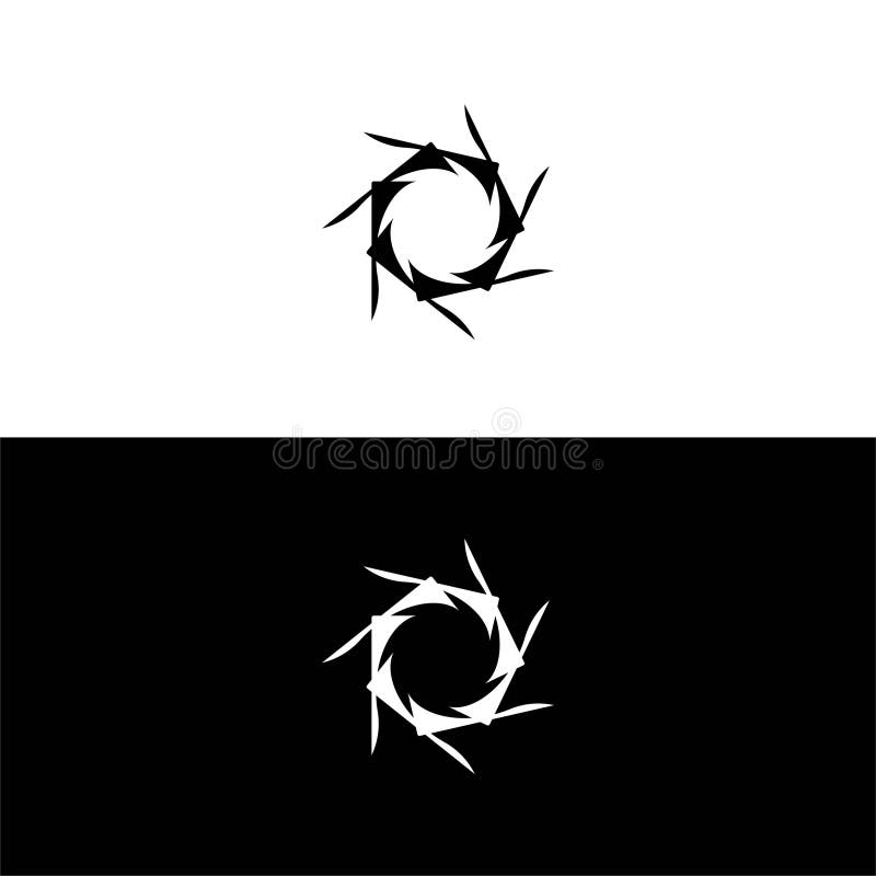 Circle Attractive Vector Logo Design . Black and White Circle Stock ...