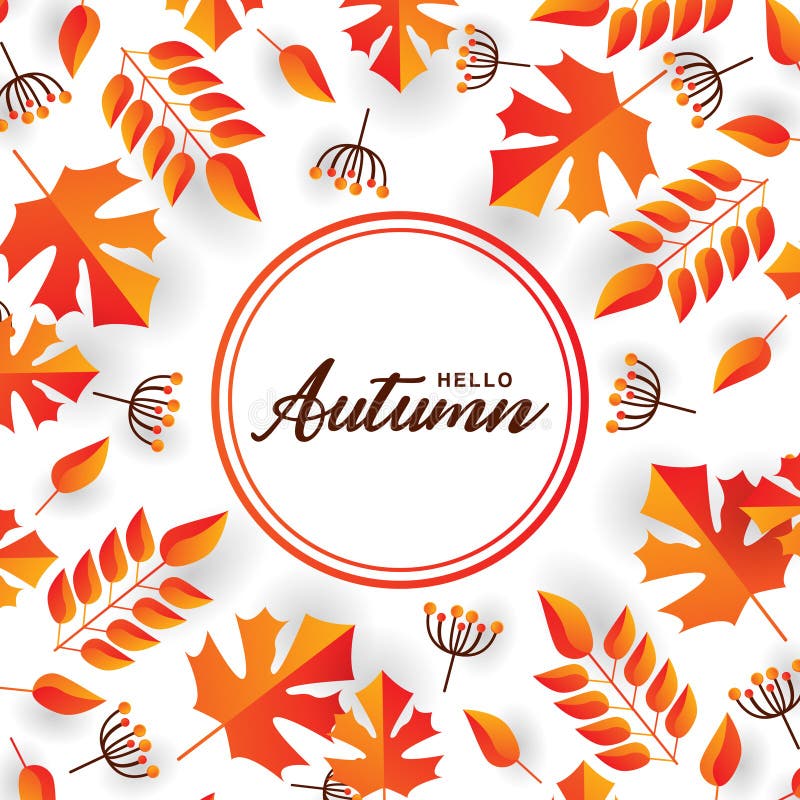 Circle Autumn Frame with Unique Colored Leaves Stock Vector ...