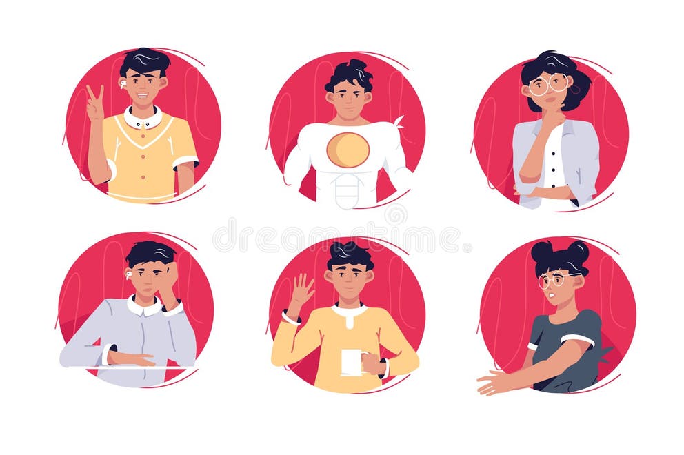 Circle Avatars of Different Persons Stock Vector - Illustration of ...