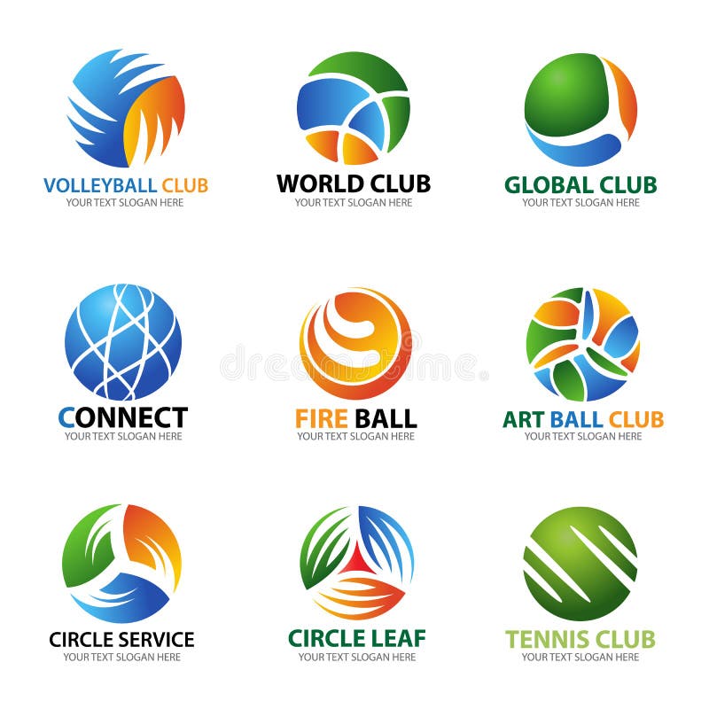 Circle Ball Logo for Sport and Business Vector Set Art Design Stock ...