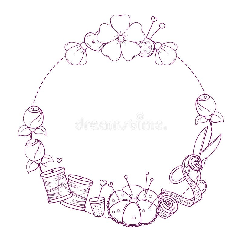 Circle Banner Template for Hand Made, Knitting, Sewing. Frame with ...