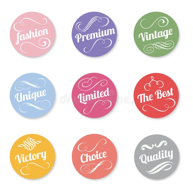 Circle Banner Vintage Pastel Color Style Vector Set Design Stock Vector ...