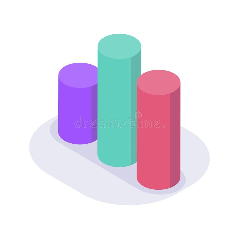 Circle Bar Graph Chart Isometric Icon with Modern Flat Style Color ...