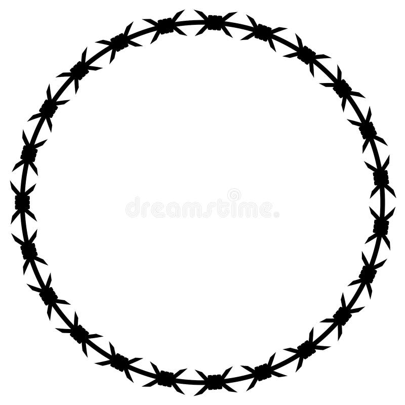 Circle Barbed Wire Border Template. Silhouette on White Background ...