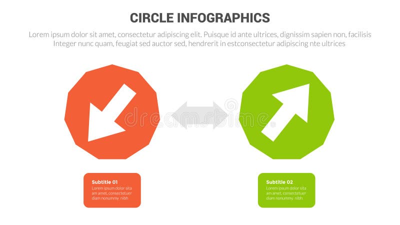 Circle Base Infographics Template Diagram Banner with Up and Down ...