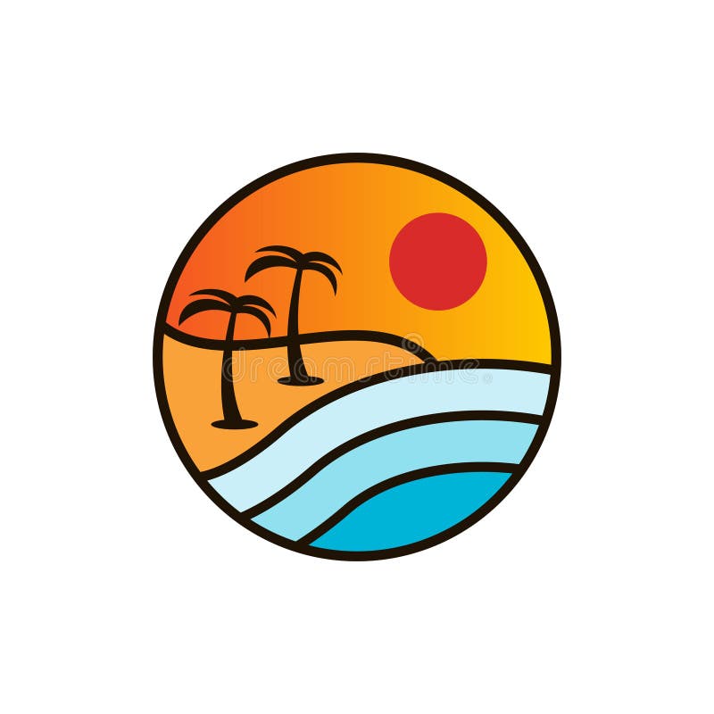 Circle Sea Beach Tour Monoline Simple Logo Template Stock Vector ...