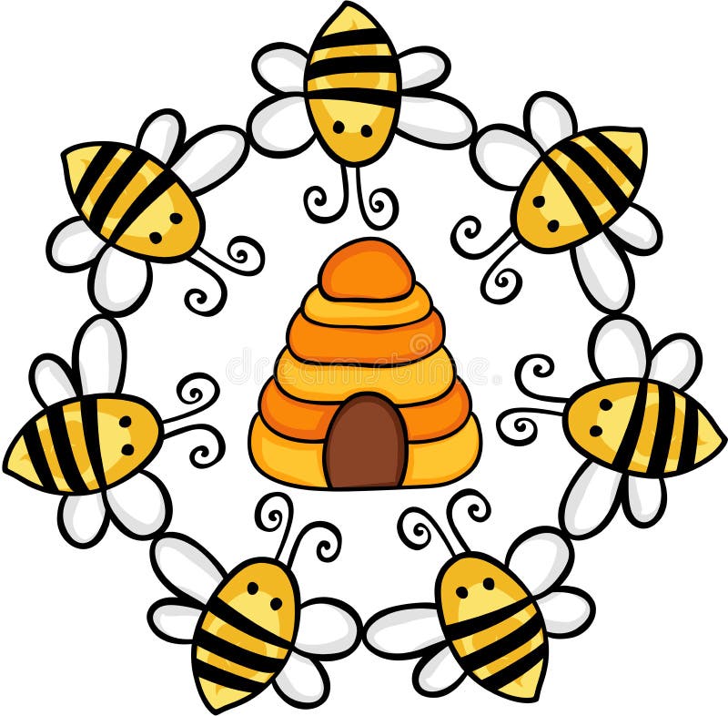 Circle of Bees Around a Beehive Stock Vector - Illustration of cartoon ... Circle of Bees Around a Beehive Stock Vector - Illustration of cartoon ...