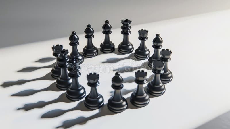 The Circle of Black Chess Pieces.AI Generated Image Stock Image - Image ...