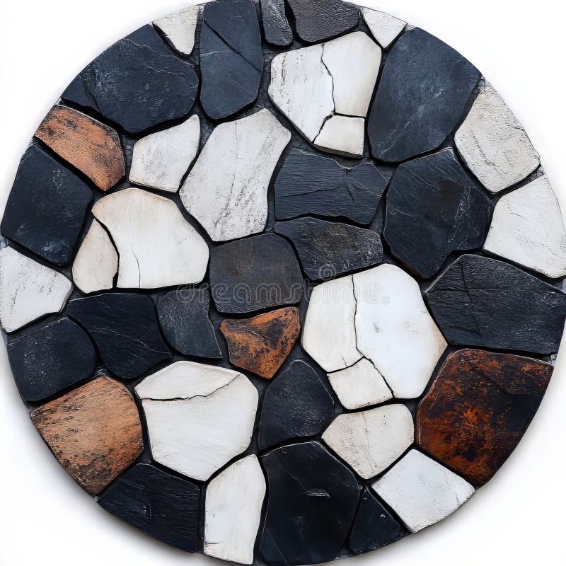 A Circle of Black White and Brown Rocks on a White Background Stock ...