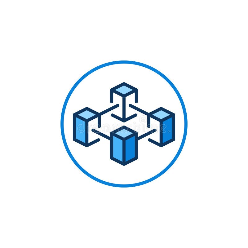 Circle with Block-Chain Vector Concept Blue Icon - Blockchain Symbol ...