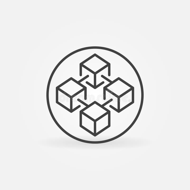 Circle with Blockchain Linear Vector Icon. Four Connected Blocks Round ... Circle with Blockchain Linear Vector Icon. Four Connected Blocks Round ...