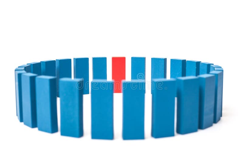 Circle of Blue Blocks with Single Red One Stock Photo - Image of ...