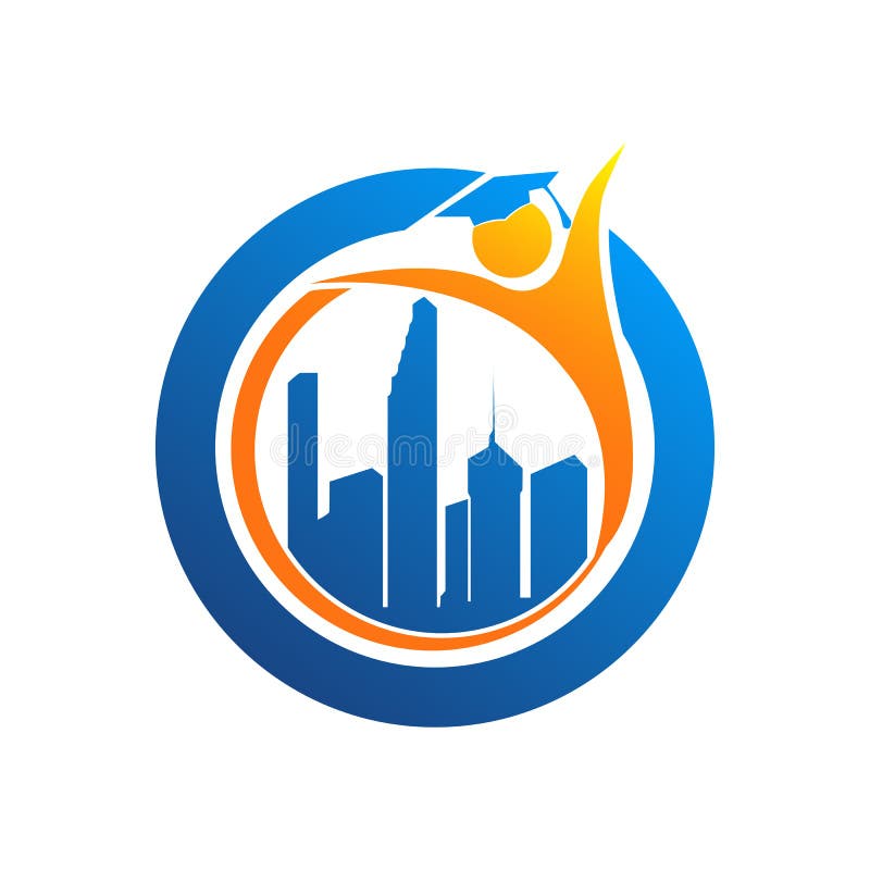 Circle Blue Building Group with Human Icon Logo Template Stock Vector ...