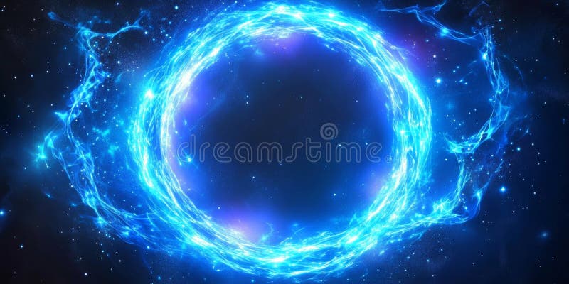 Circle of Blue Glitter Light Shines Sparkles Gray Spark Particle Black ...