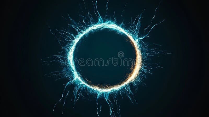 A Circle of Blue Lightning on a Black Background Stock Photo - Image of ...