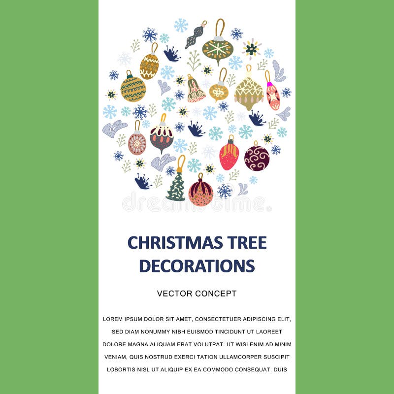 Circle Border with Christmas Tree Decorations with Text Stock ...