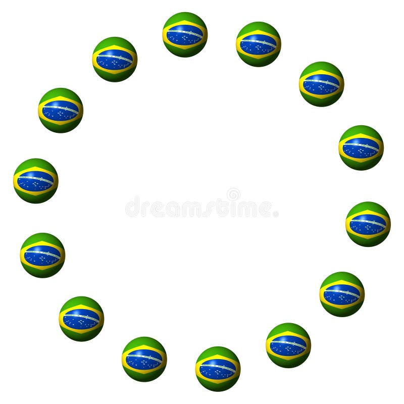 Circle of Brazilian Flag Spheres Stock Illustration - Illustration of ...