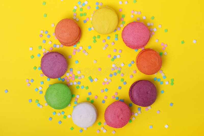A Circle of Bright Different Macaroons Stock Photo - Image of cookie ...