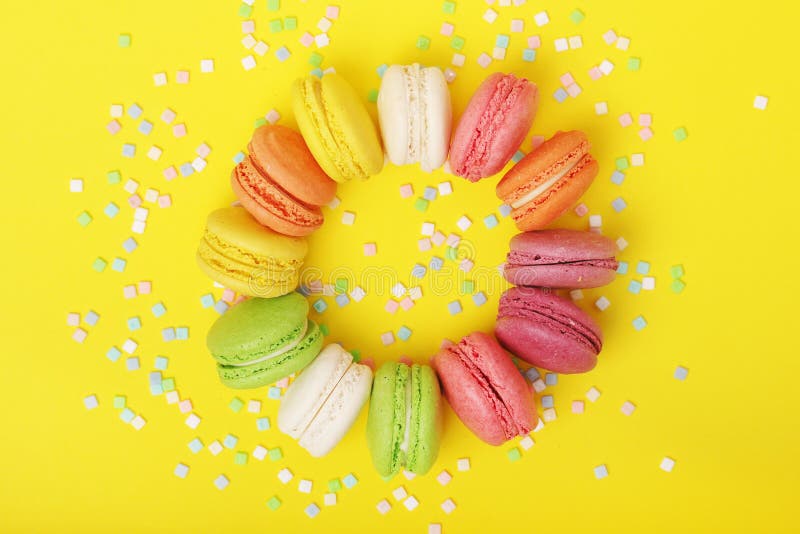A Circle of Bright Different Macaroons Stock Image - Image of flavor ...