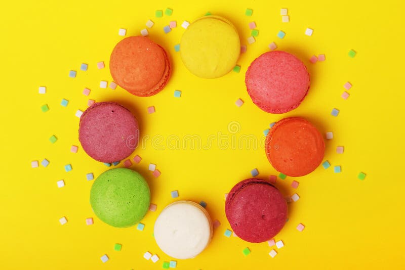 A Circle of Bright Different Macaroons Stock Photo - Image of color ...