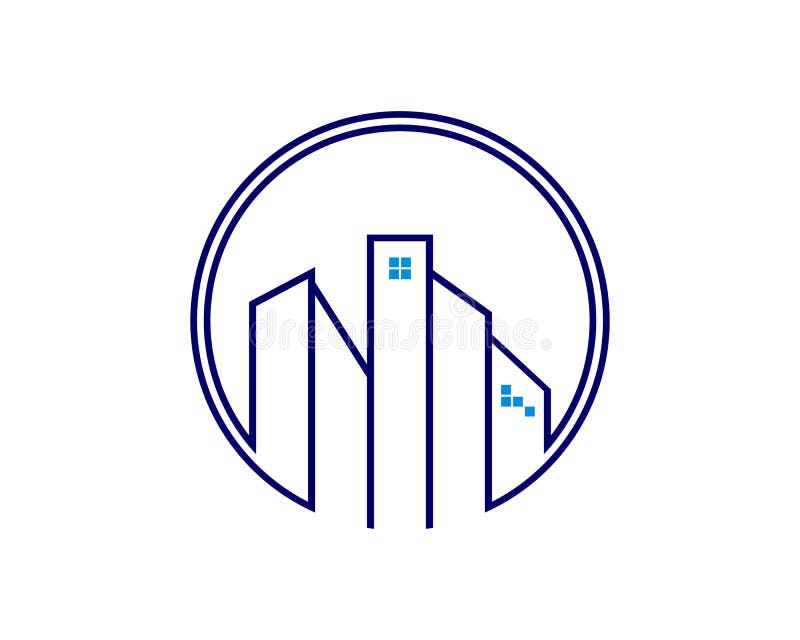 Circle with Building Silhouette Inside Stock Vector - Illustration of ...