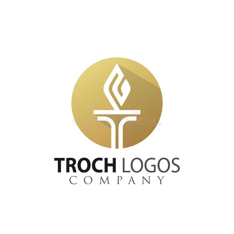 Circle Burning Torch Fire Flame with Pillar Column Logo Design Vector ...