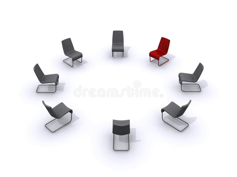 Business chairs in circle stock illustration. Illustration of meeting ...