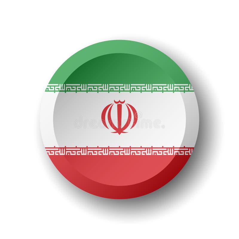 Circle button flag of Iran stock vector. Illustration of object - 301307312