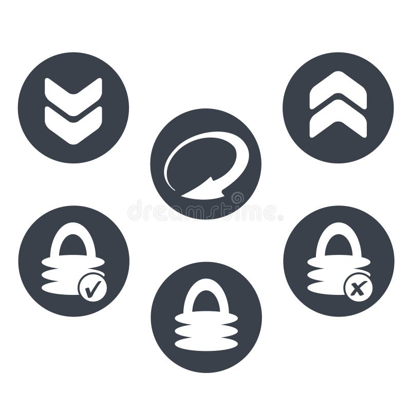 Circle Buttons with Symbol of Arrow and Padlock - Sign of Download ...