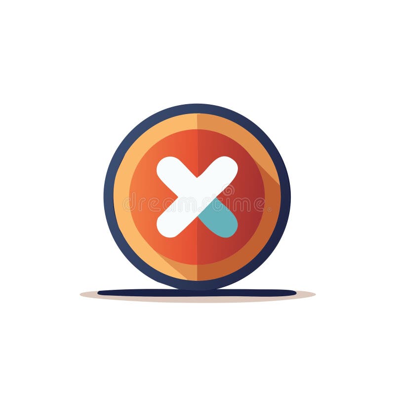 Circle Cancel Sign with Rounded Cross in Colorful Flat Design for Error ...