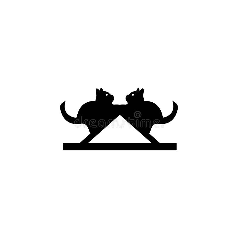 Circle Cat Animal Logo Design . Simple Black and White Cat Logo Stock ...