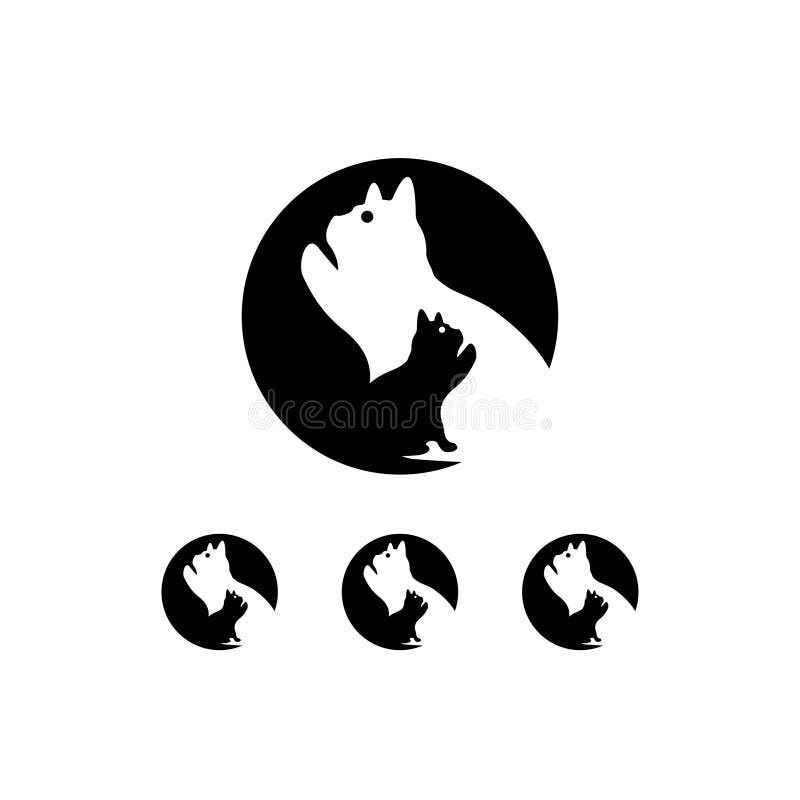 Circle Cat Animal Logo Design . Simple Black and White Cat Logo Stock ...