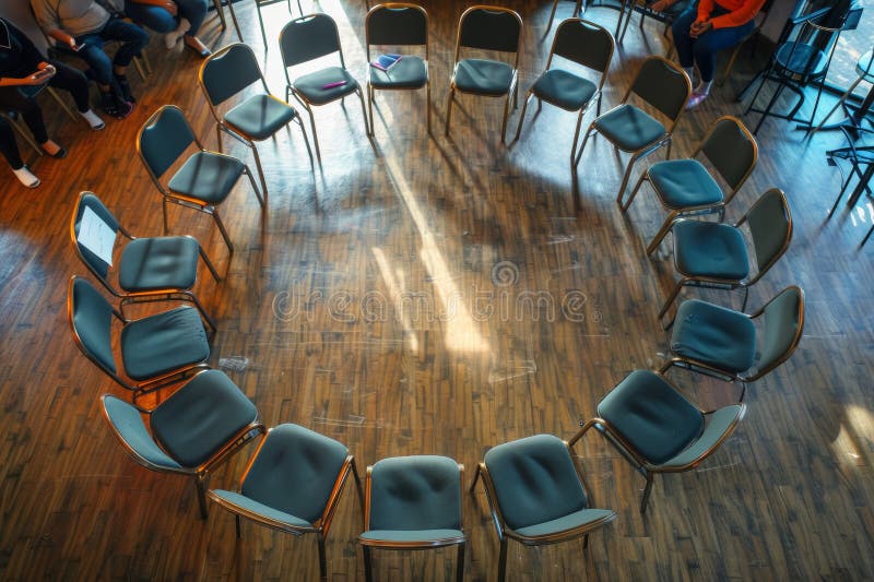 Circle of Chairs in a Group Meeting Setup Stock Illustration ...