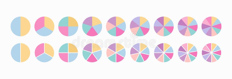 Circle Chart Divided into Slices. Set of Segments and Pieces. Pie ...