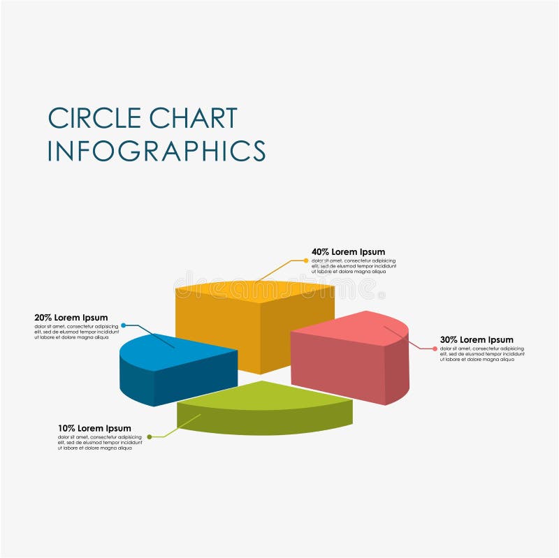 Circle Chart Info Graphics Full Color Flat Design 3D Vector Stock ...