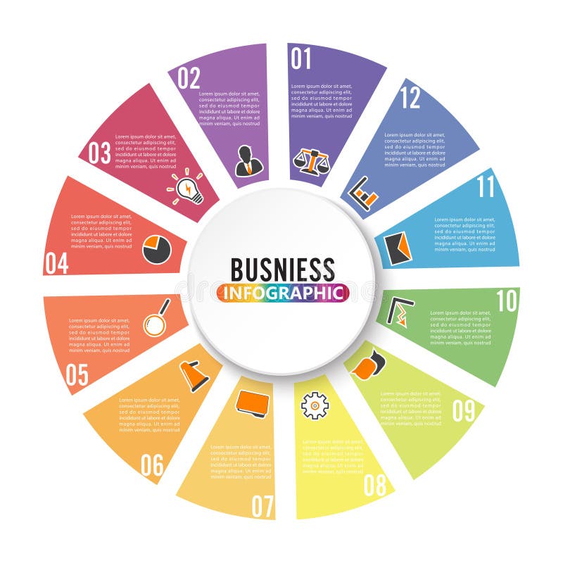 Circle Chart Infographic Template with 12 Options for Presentations ...