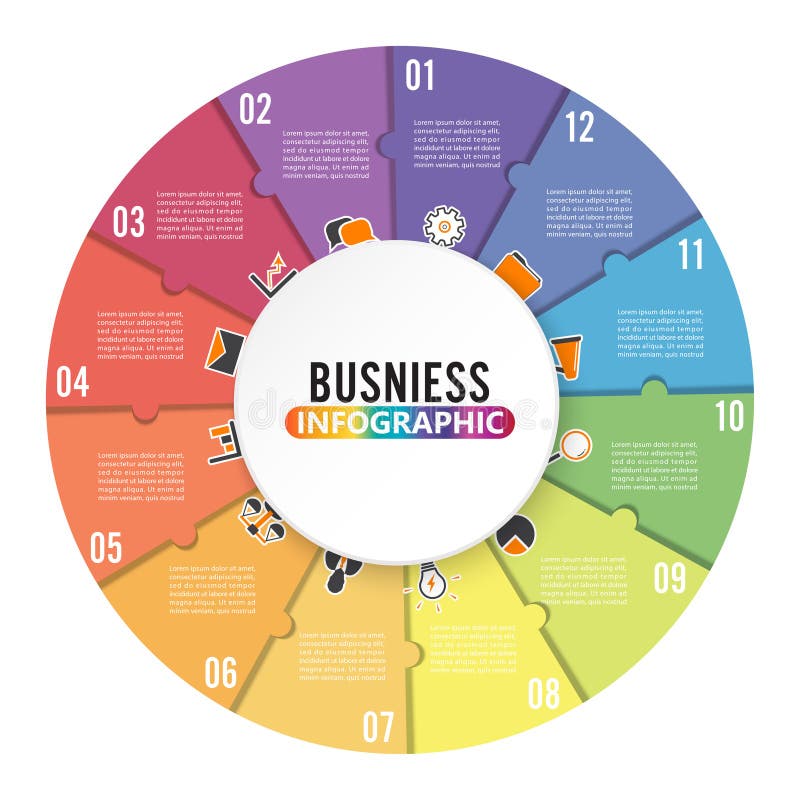 Circle Chart Infographic Template with 12 Options for Presentations ...