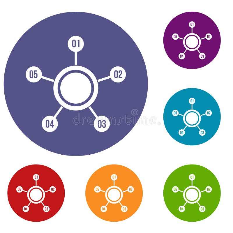 Circle Chart with Numbers Icons Set Stock Vector - Illustration of ...
