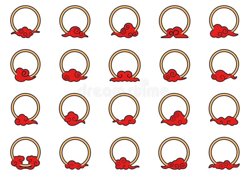 Circle Chinese Wind Sticker Element Set Stock Illustration ...